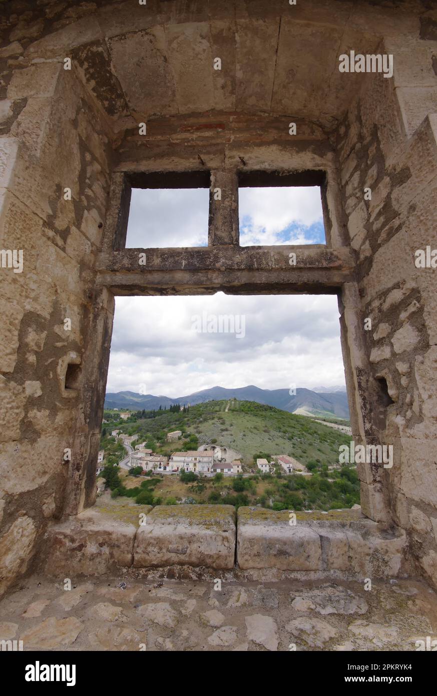 The Tirino valley seen through an opening in a window of the ...