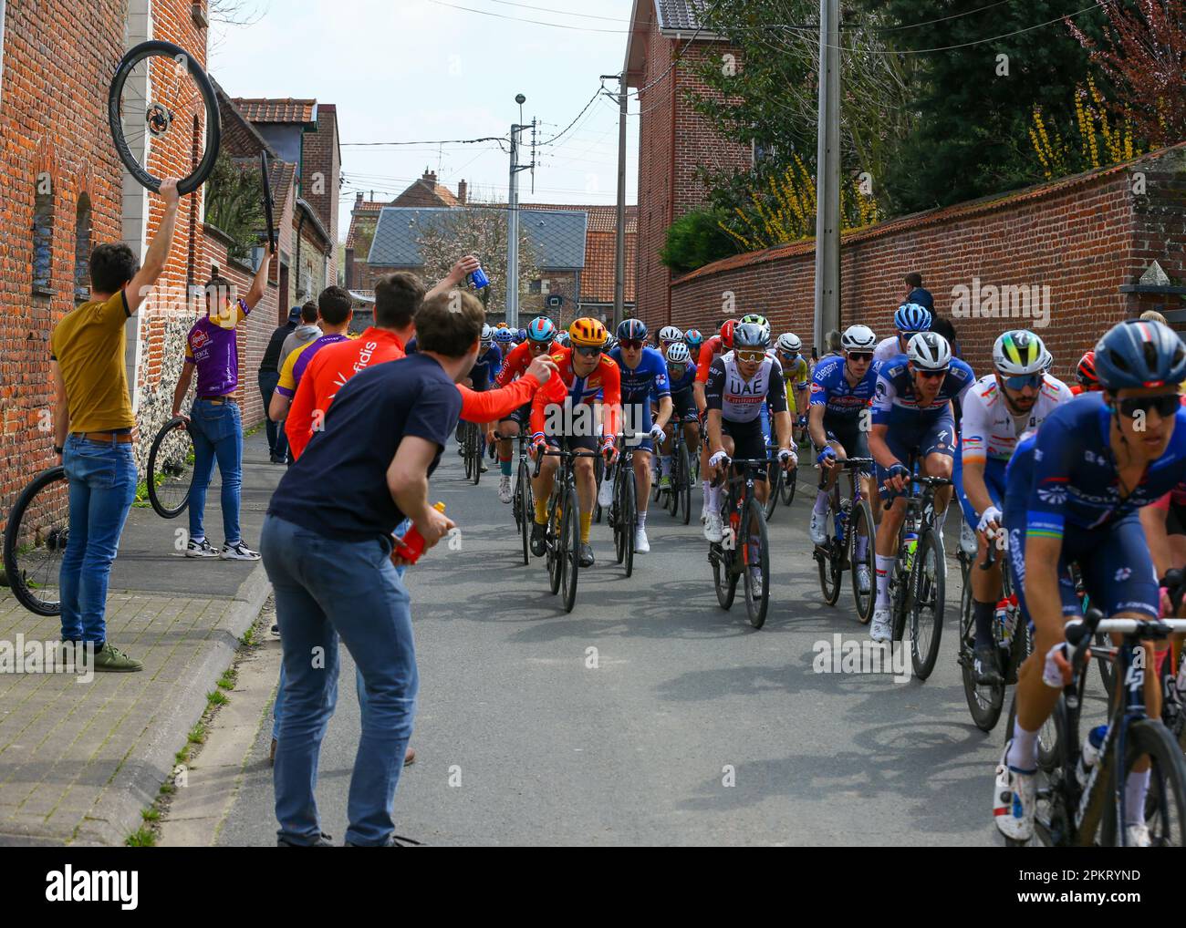 Compeigne, Roubaix, France. 9th April, 2023. The choas off the cobbles ...