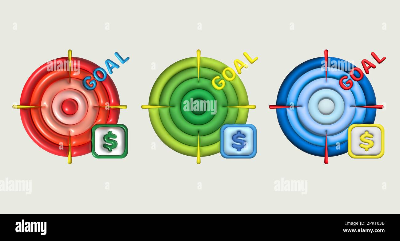 3D Illustration Planning and setting financial goals to be achieved ...