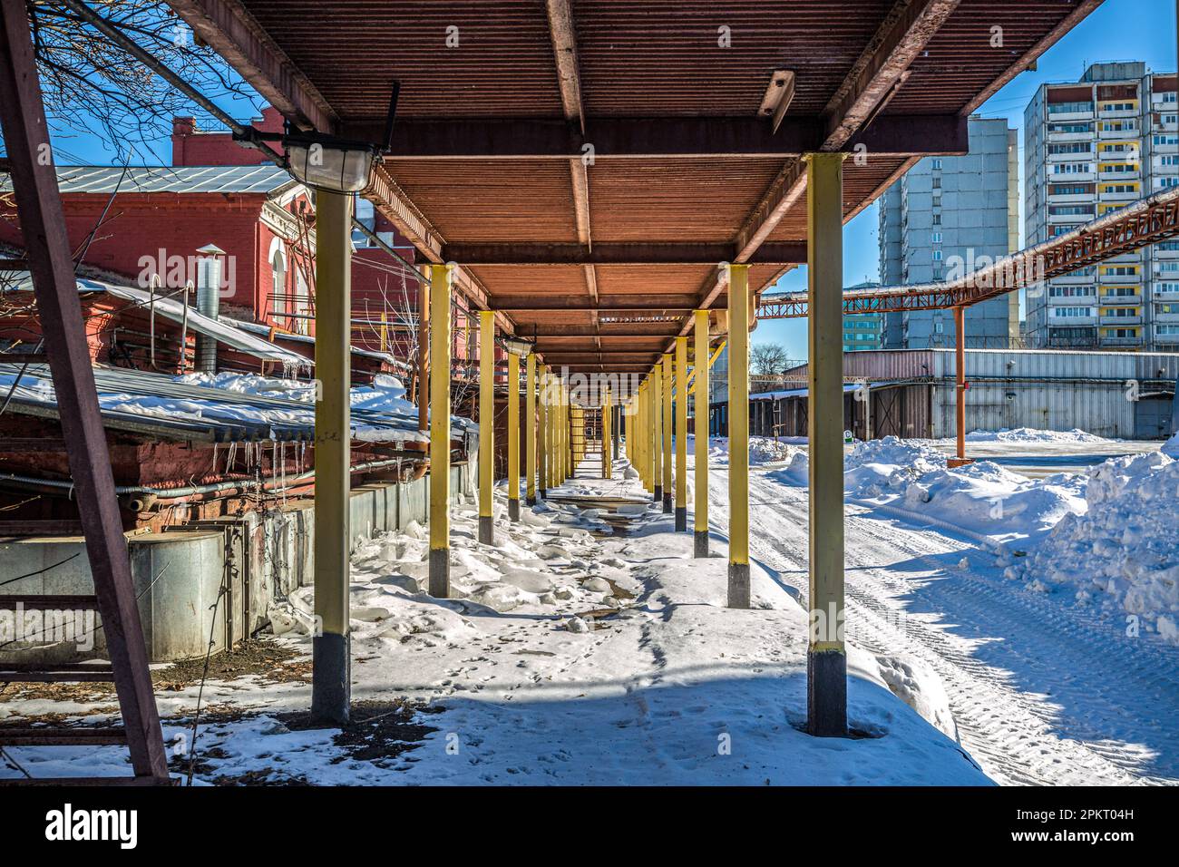 Unloading area on the territory of the old factory in Moscow, Russia ...