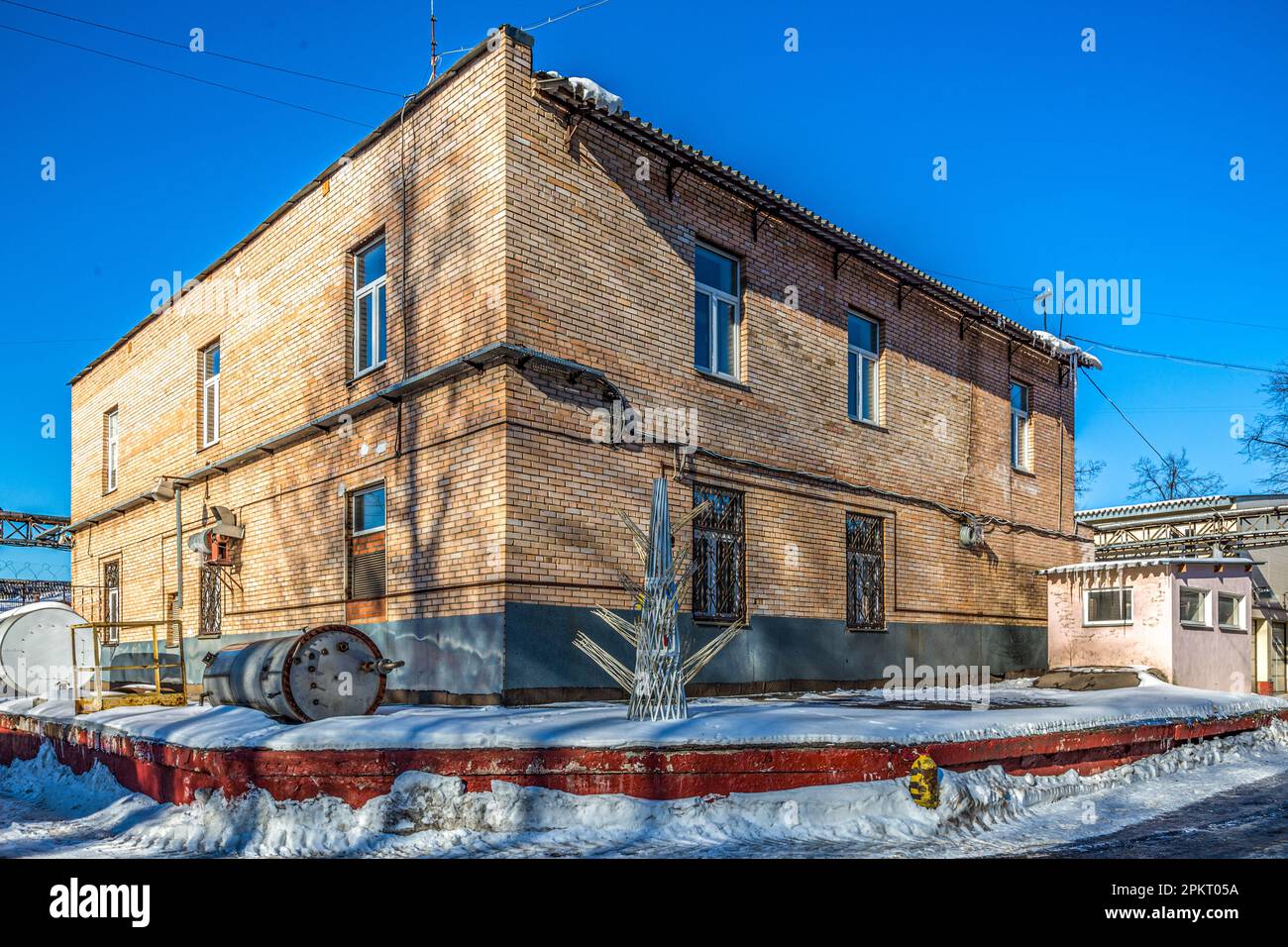 Industrial brick building on the territory of an old factory in Moscow ...