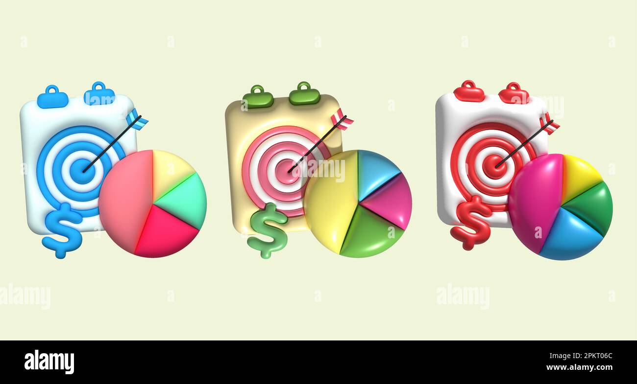 3D illustration, planning, graphing, charting and setting business ...