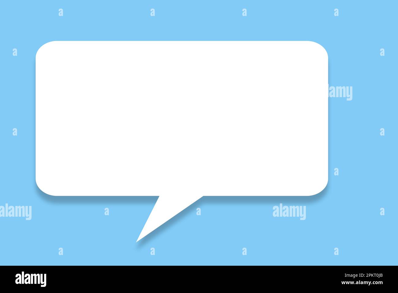 White speech bubble against blue background, 2D illustration Stock ...