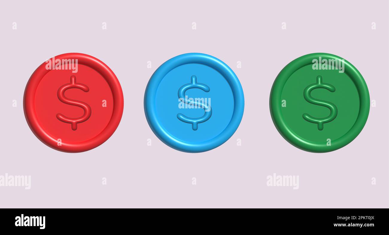 3D illustration, symbol, icon, money, dollar coin Stock Photo - Alamy