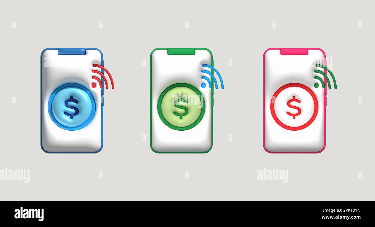 Illustration of 3D symbolic icons about financial transactions anywhere ...