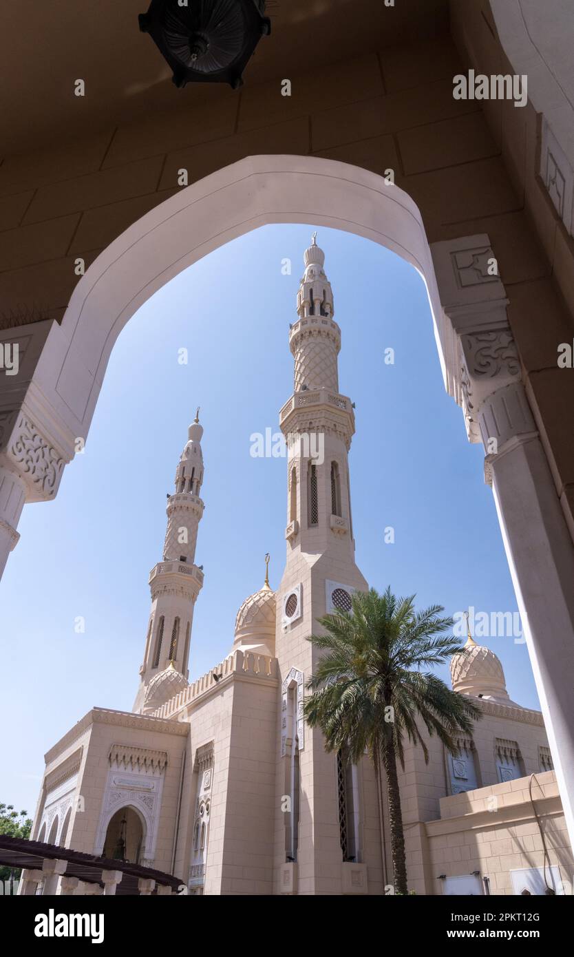 Exterior of the Jumeirah mosque in Dubai, UAE, open for cultural visits ...