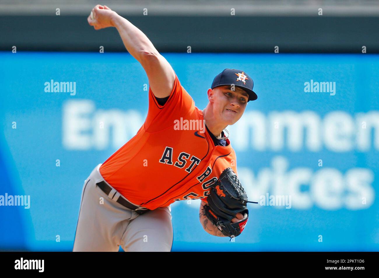 Houston Astros starting pitcher Hunter Brown throws to the Minnesota ...
