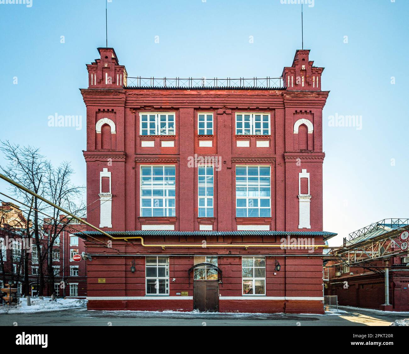 Industrial buildings of an old red brick factory in Moscow, Russia ...