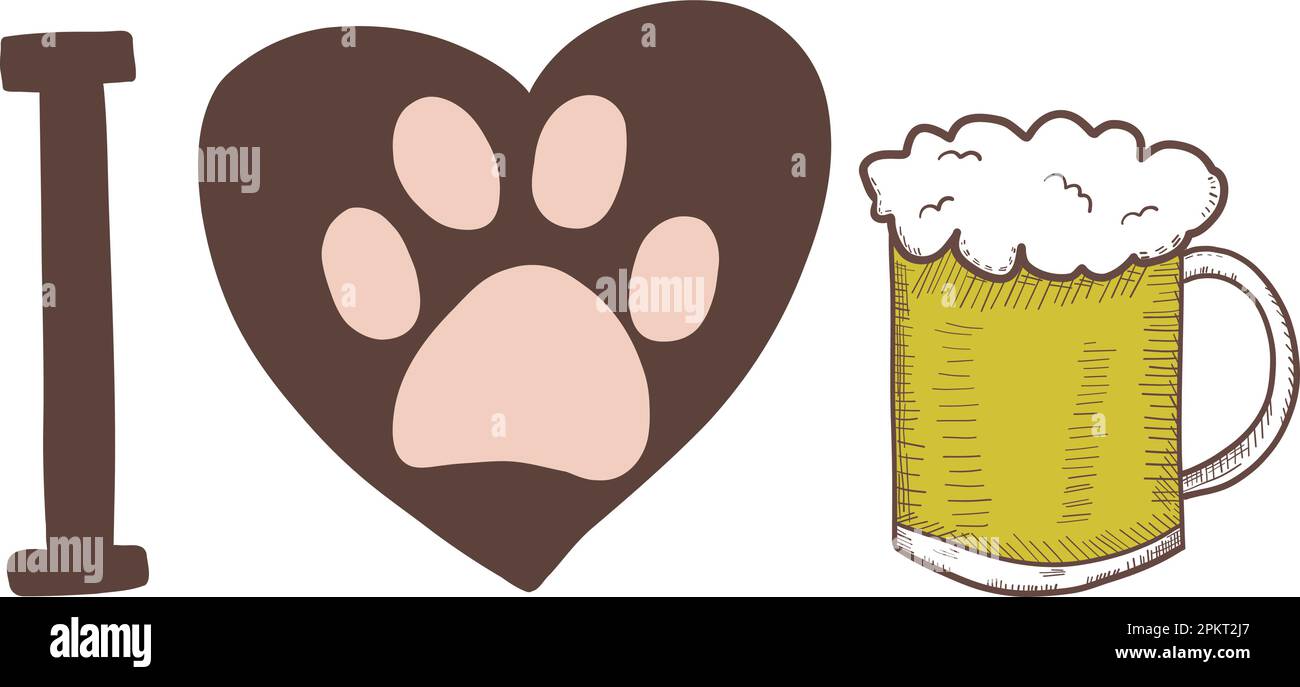 I love beer and dog paw print illustration Stock Vector Image & Art - Alamy