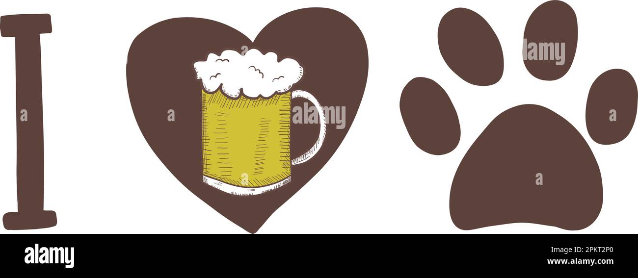 I love beer and dog paw print illustration Stock Vector Image & Art - Alamy