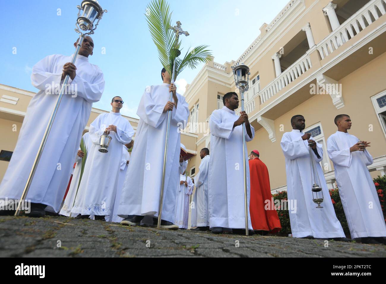 salvador, bahia, brazil - april 2, 2023: Catholics celebrate Palm Sunday, the date marked by the ...