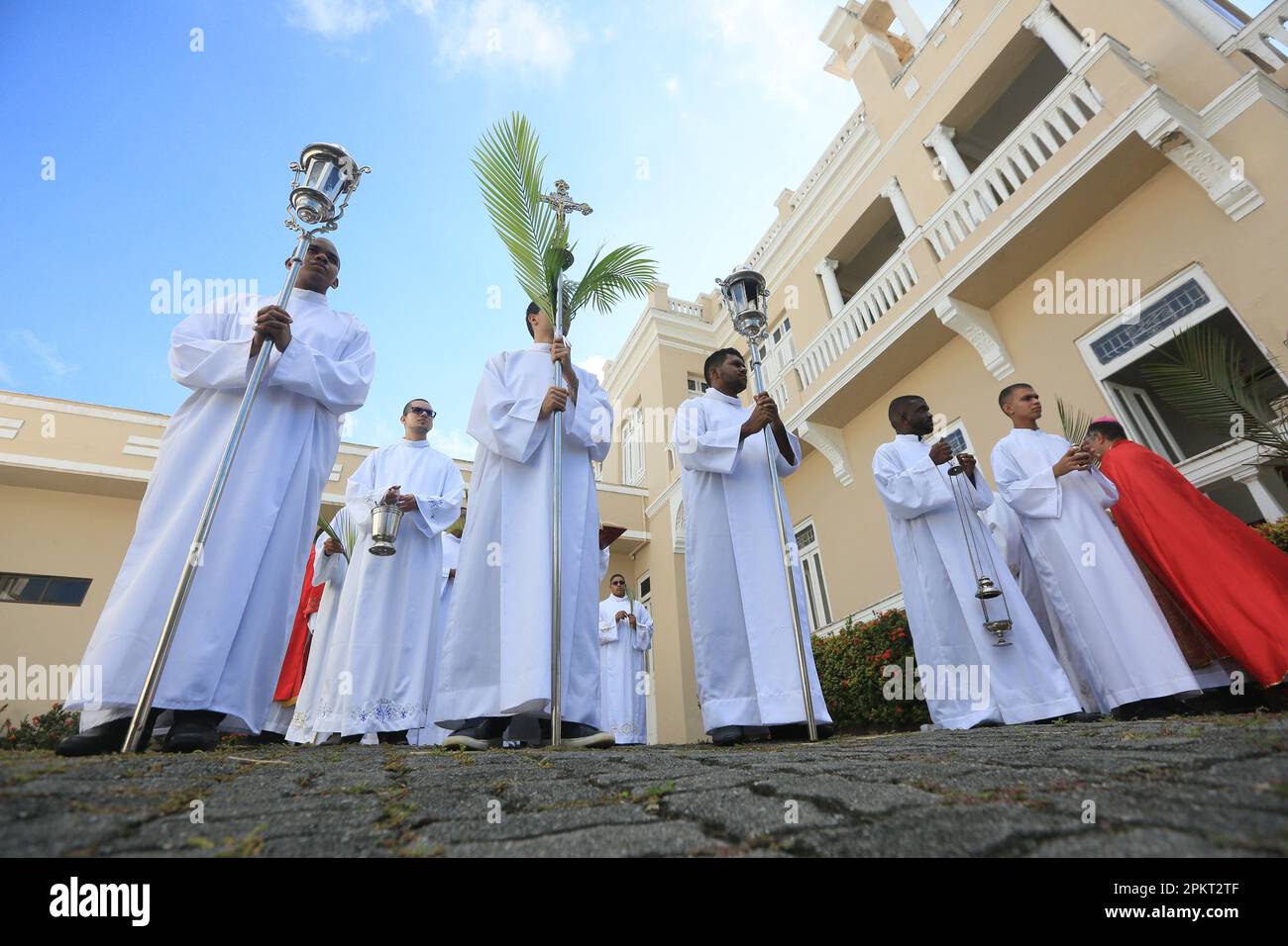 salvador, bahia, brazil - april 2, 2023: Catholics celebrate Palm Sunday, the date marked by the ...