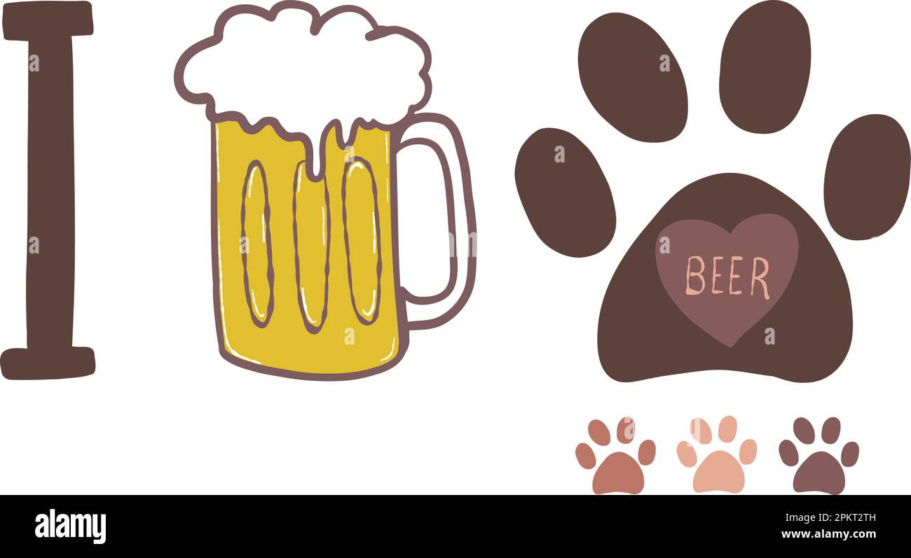 I love beer and dog paw print illustration Stock Vector Image & Art - Alamy