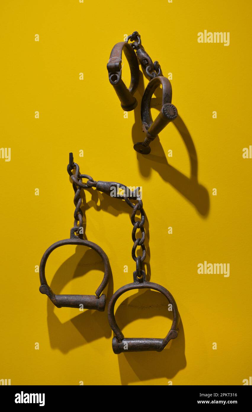 Shackles for prisoners and enslaved people. Maritime Museum. Lisbon ...