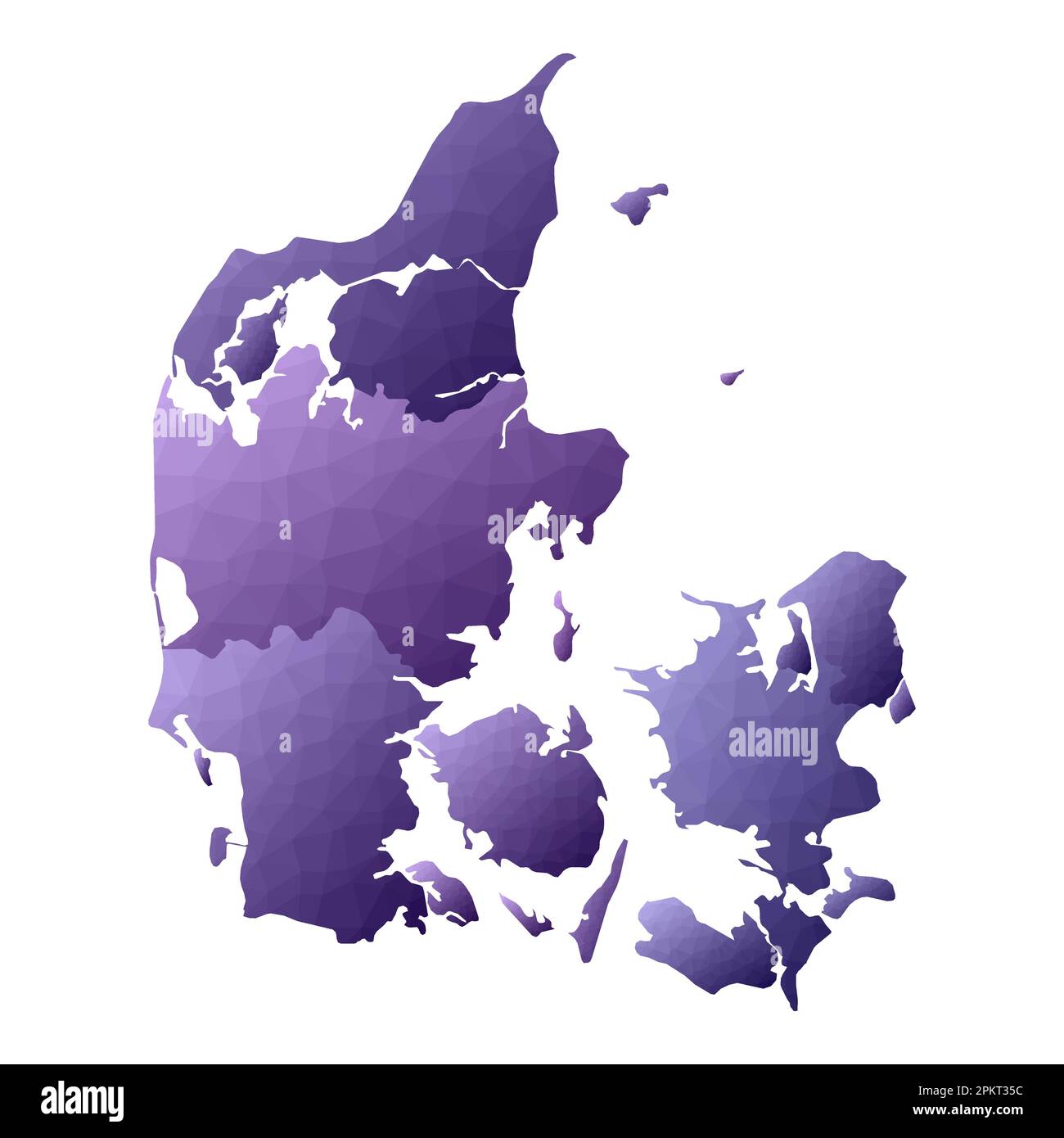 Denmark map. Geometric style country outline. Glamorous violet vector illustration Stock Vector ...