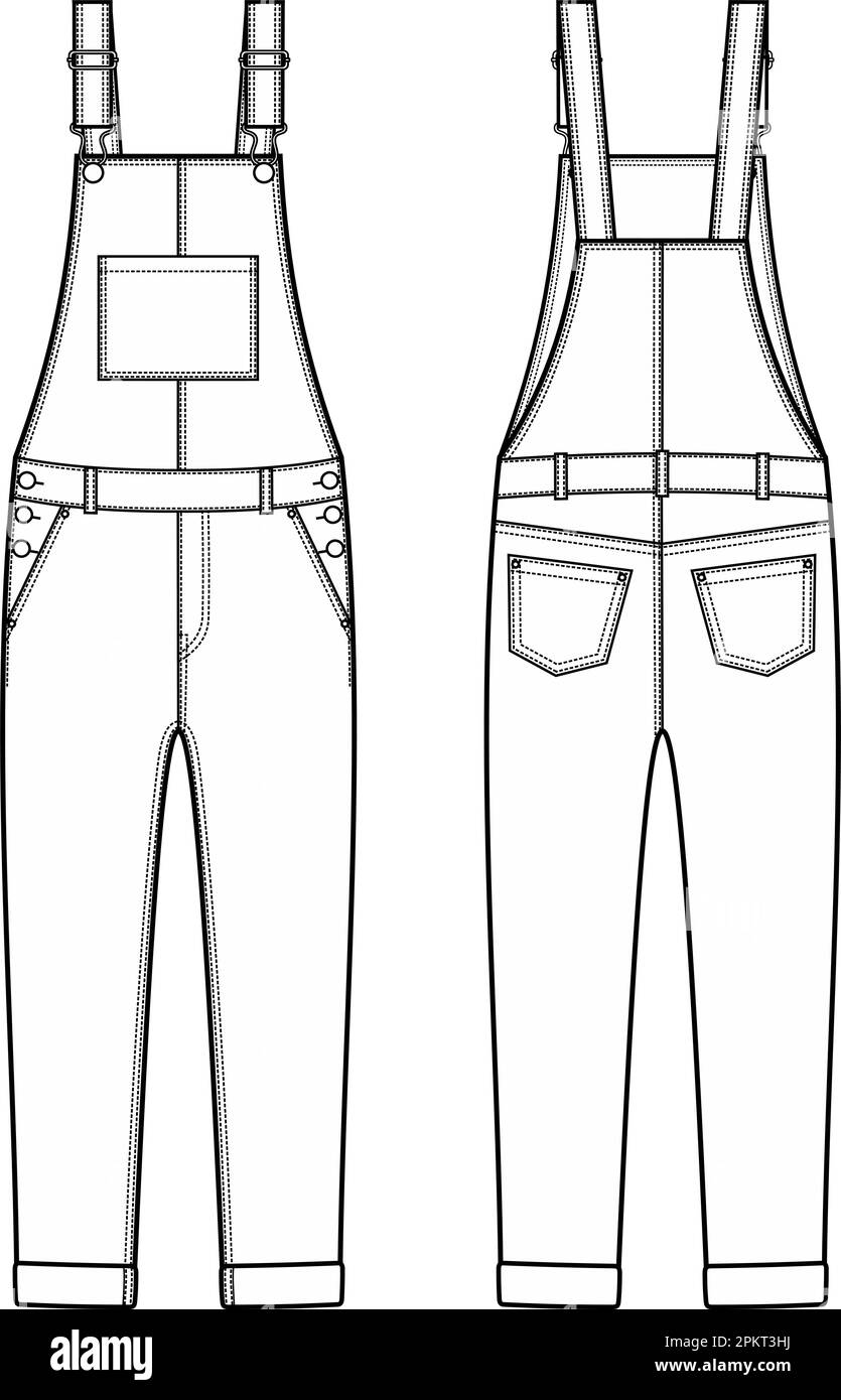 Womens denim overalls. Fashion CAD Stock Vector Image & Art - Alamy