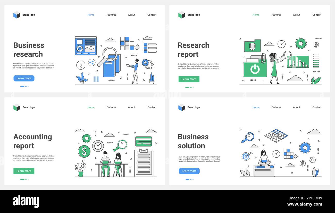 Business accounting, consulting and development set vector illustration ...