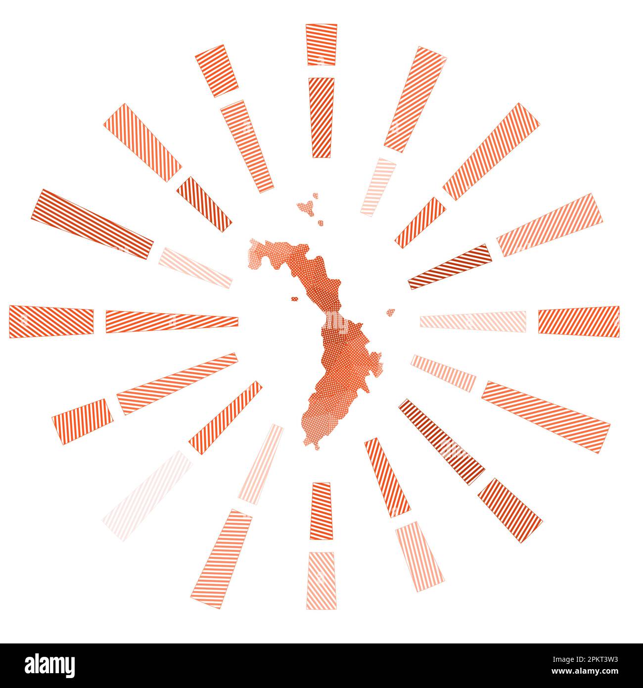 Lord Howe Island sunburst. Low poly striped rays and map of the island ...
