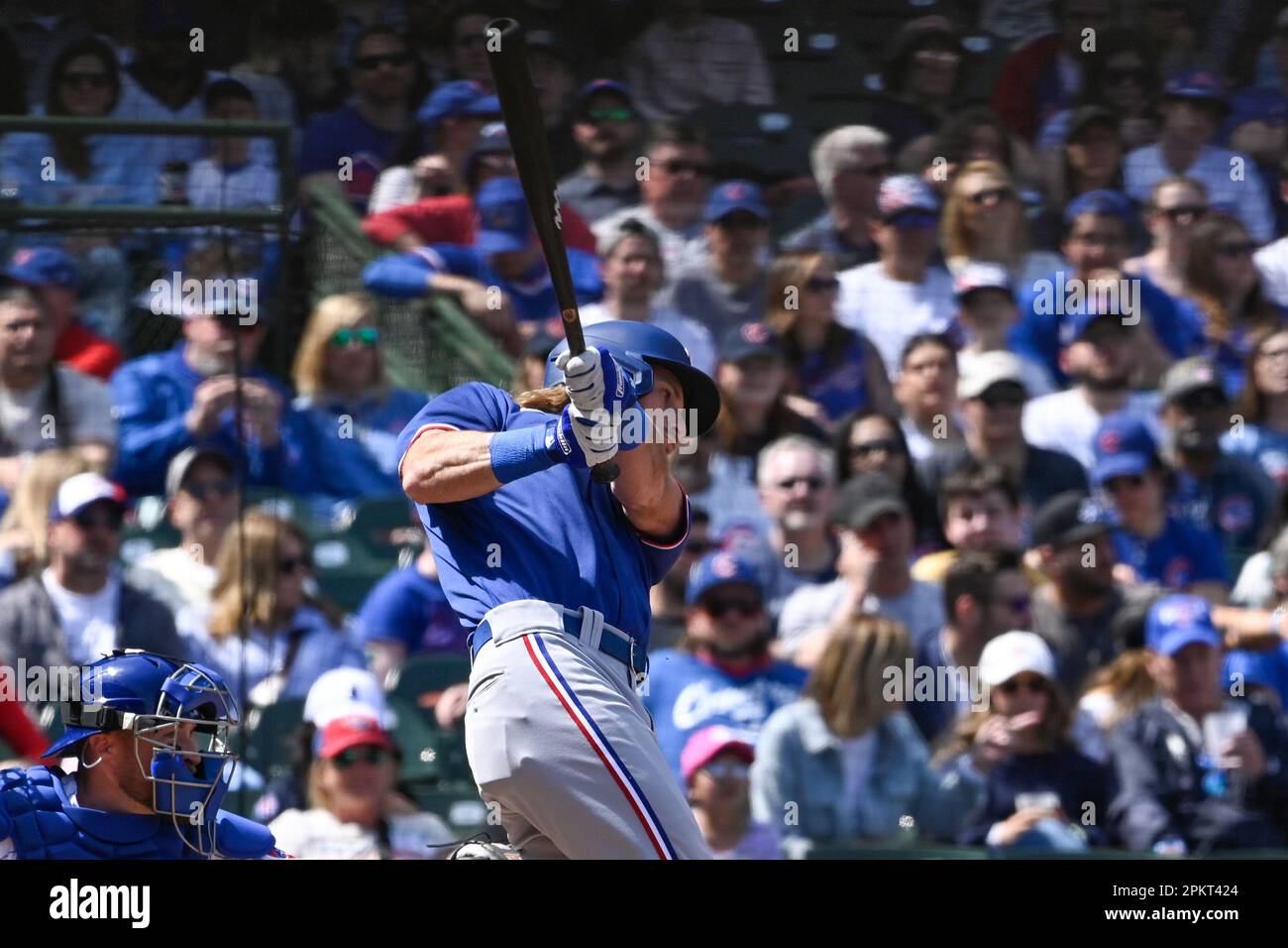 Texas Rangers' Travis Jankowski hits an RBI double during the second ...