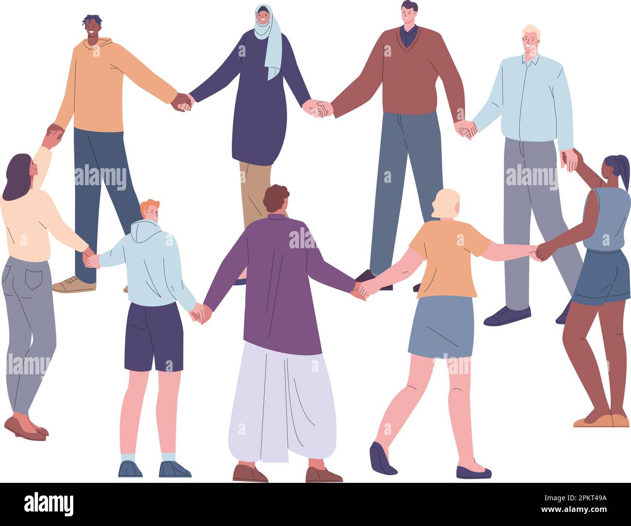 People round dance, friends group circle. Community dancing ...