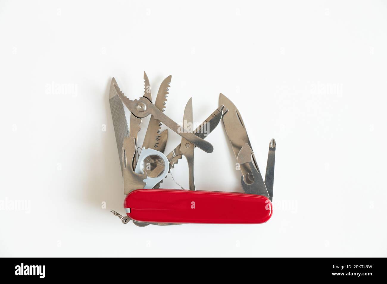 Multifunctional knife on a white background Stock Photo - Alamy