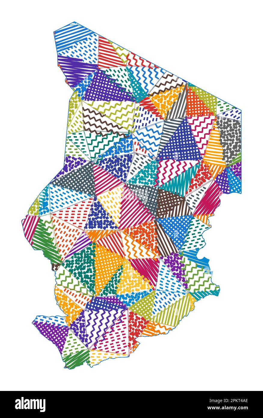 Kid style map of Chad. Hand-drawn polygons in the shape of Chad. Vector ...
