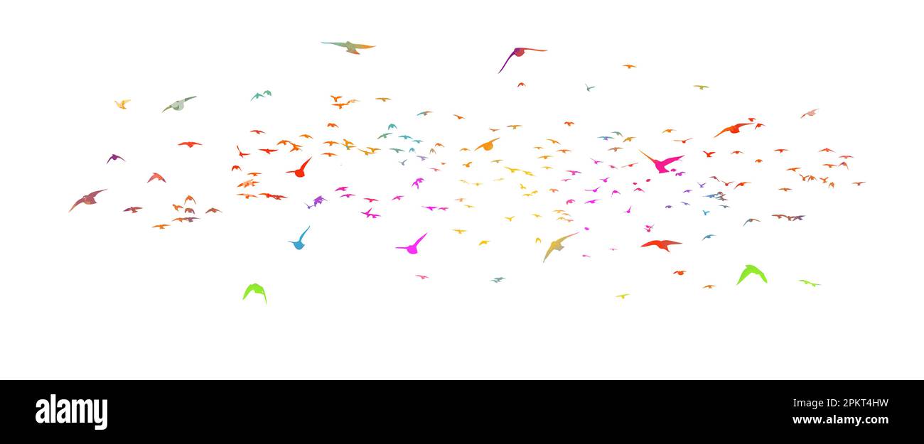 Abstract colored flying birds. Mixed media. Vector illustration Stock ...