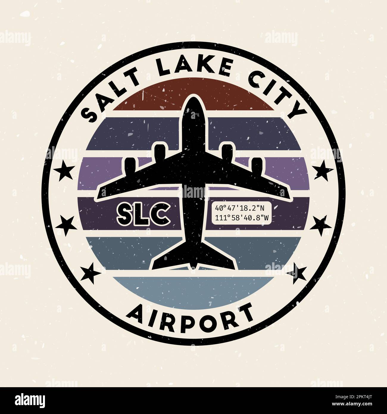 Salt Lake City airport insignia. Round badge with vintage stripes ...