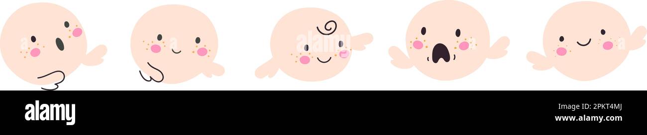 Various emotional faces, cute smile scared and surprised face. Children ...