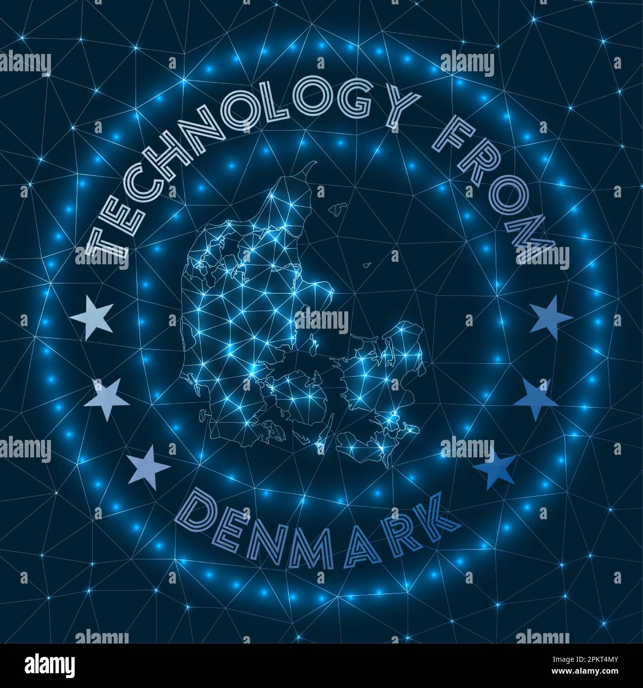 Technology From Denmark. Futuristic geometric badge of the country ...