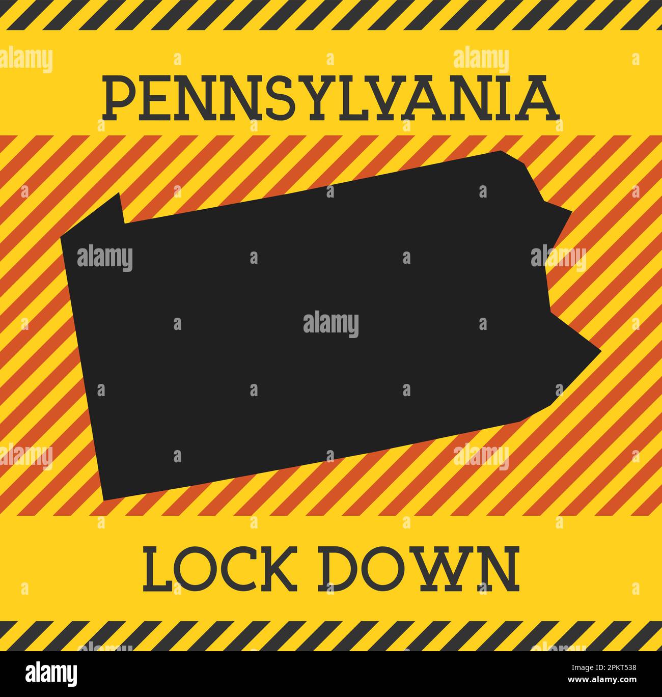 Pennsylvania Lock Down Sign. Yellow US state pandemic danger icon ...