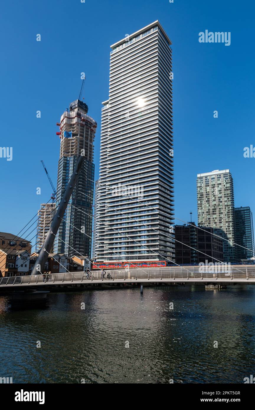 04.04.2023. London, UK. Docklands Light Railway (DLR) transportation ...