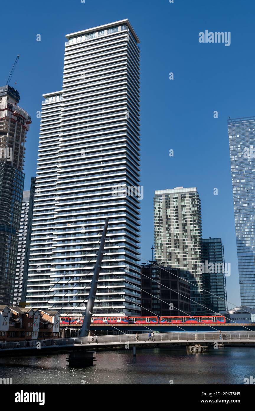 04.04.2023. London, UK. Docklands Light Railway (DLR) transportation ...