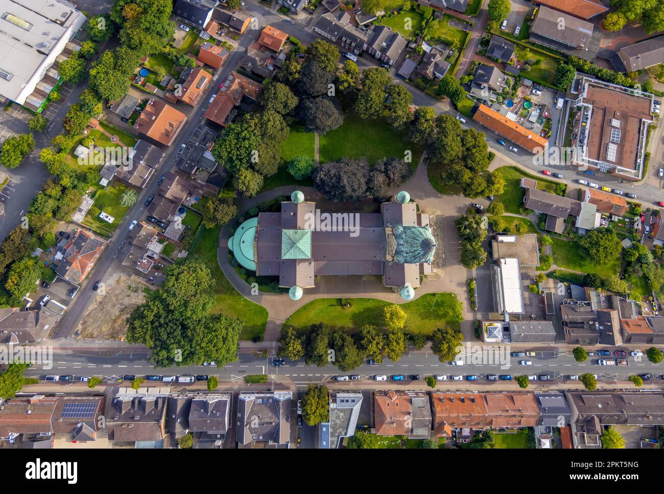 Aerial view, St. Anthony Basilica Catholic Church in Rheine City in ...