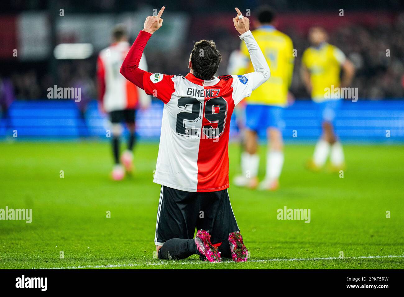 Rotterdam - Santiago Gimenez of Feyenoord celebrates the 5-0 during the ...