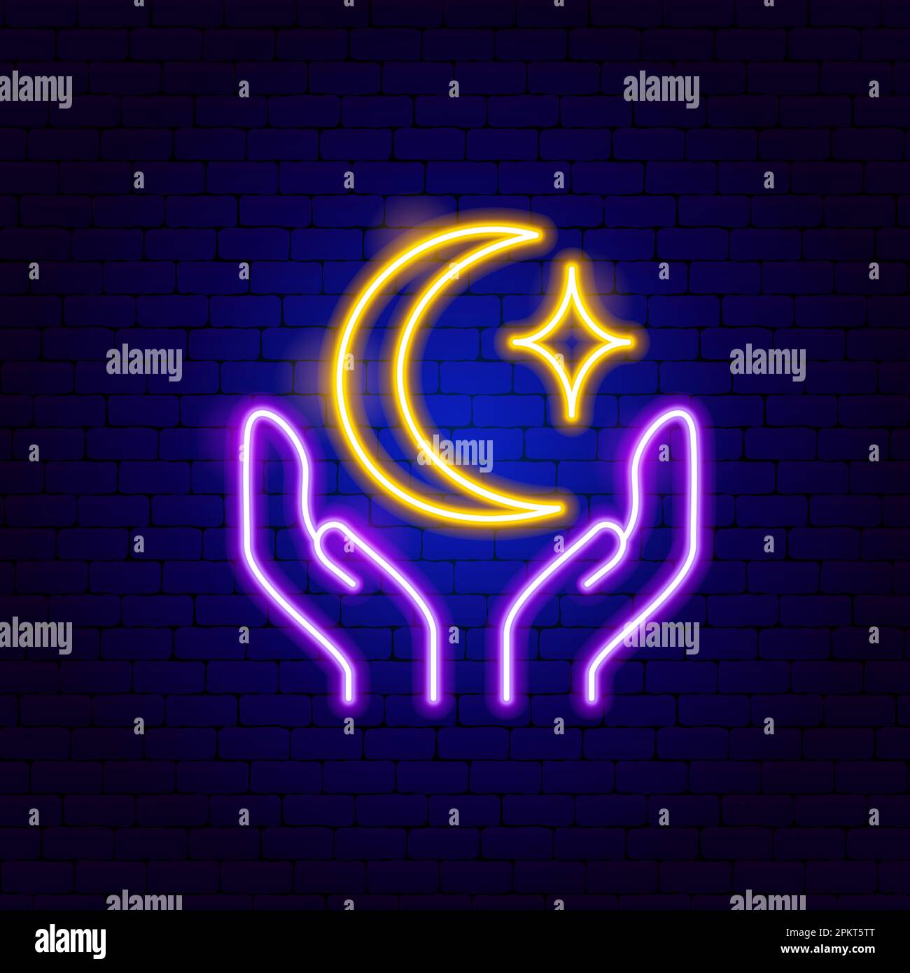 Islam Moon Hands Neon Sign Stock Vector Image & Art - Alamy