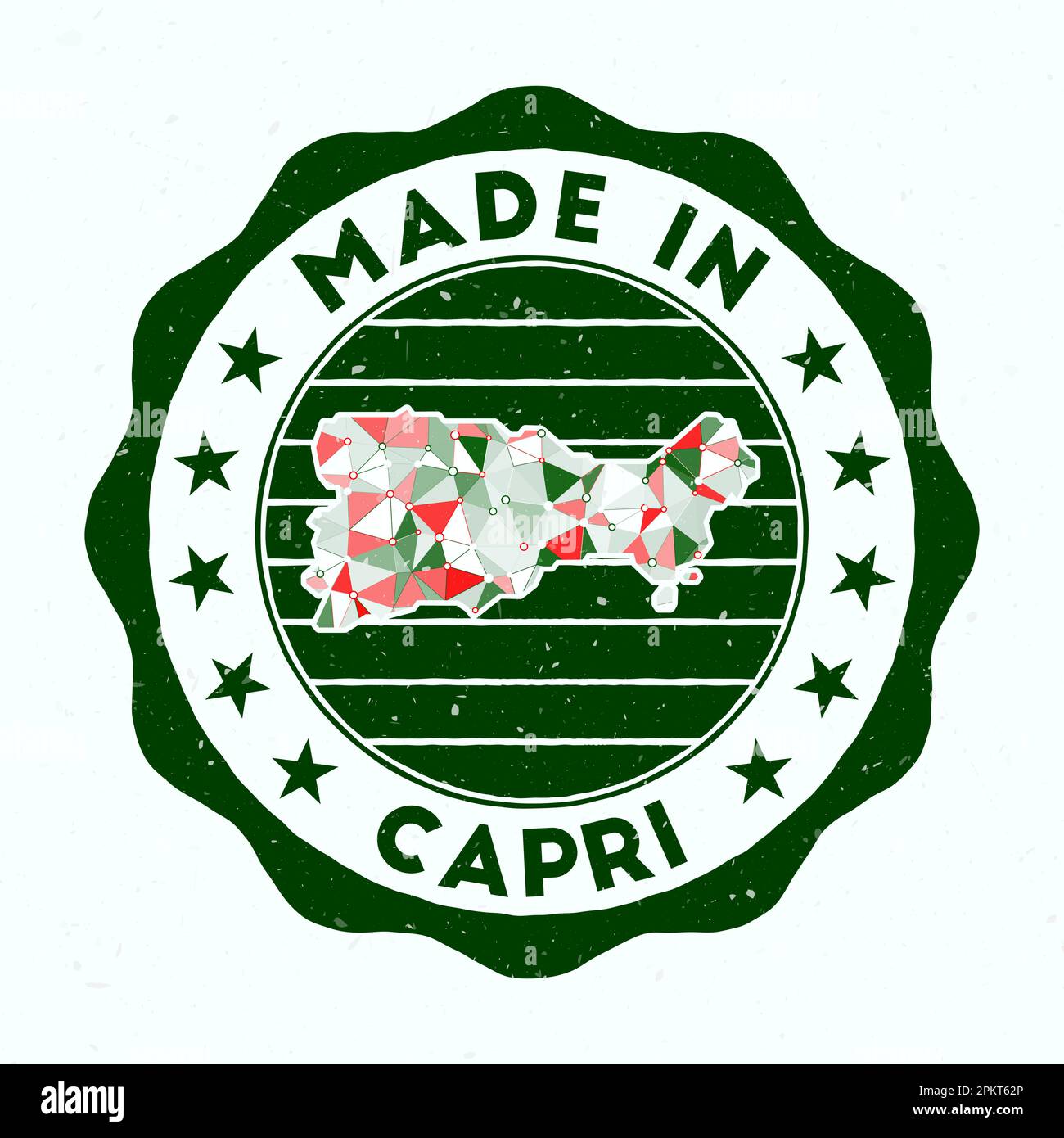 Made In Capri. Island round stamp. Seal of Capri with border shape ...