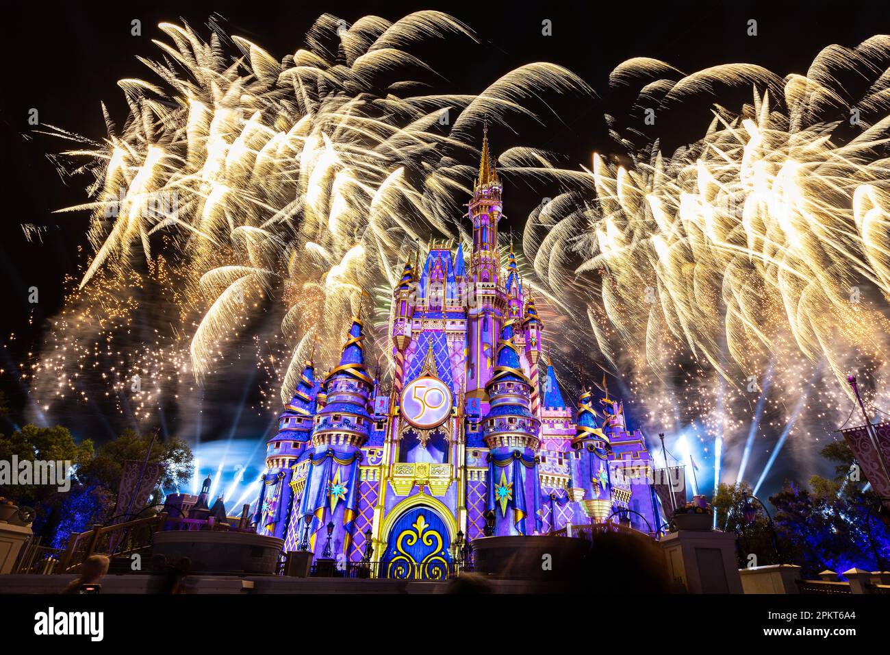 Fireworks illuminate the night sky over the Cinderella Castle at as ...