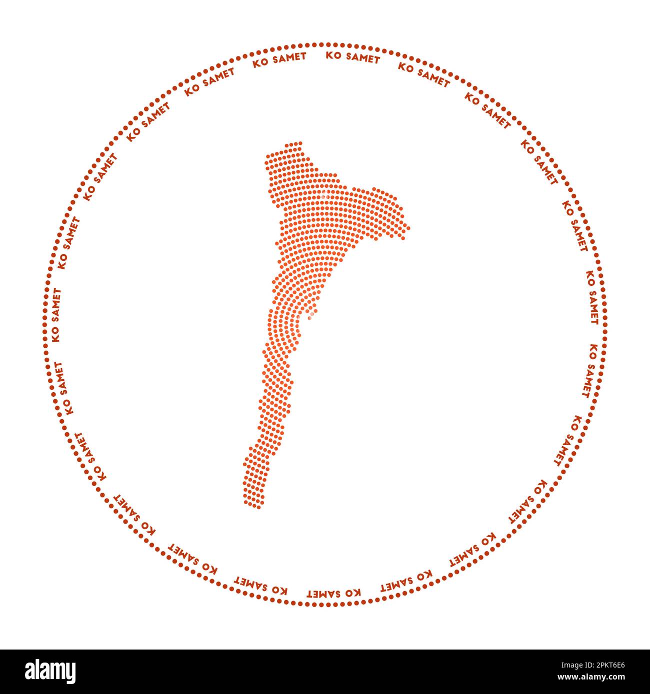 Ko Samet round logo. Digital style shape of Ko Samet in dotted circle ...