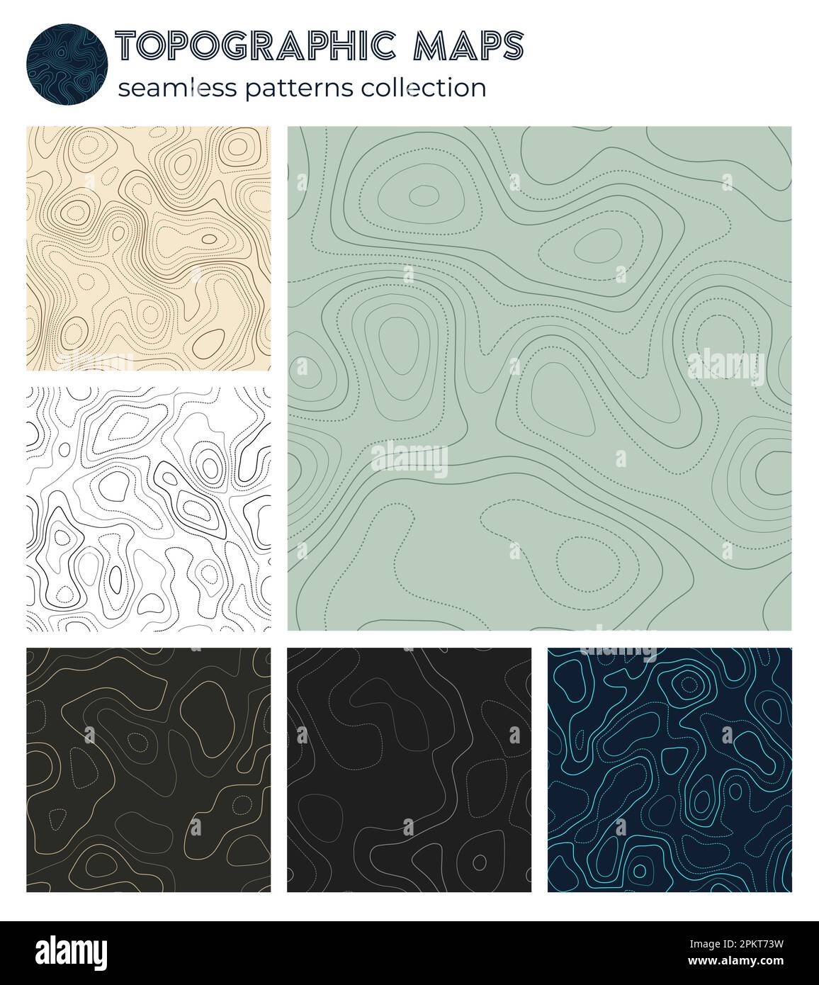 Topographic maps. Attractive isoline patterns, seamless design. Vibrant ...