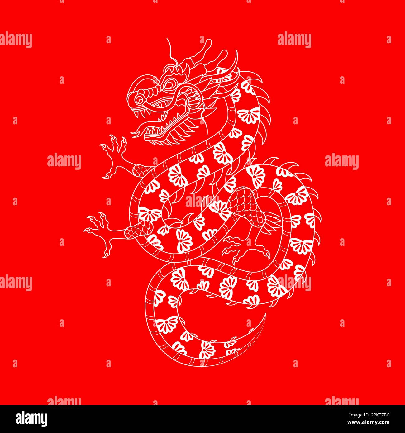 Traditional chinese dragon. 2024 Zodiac sign. Vector illustration Stock ...
