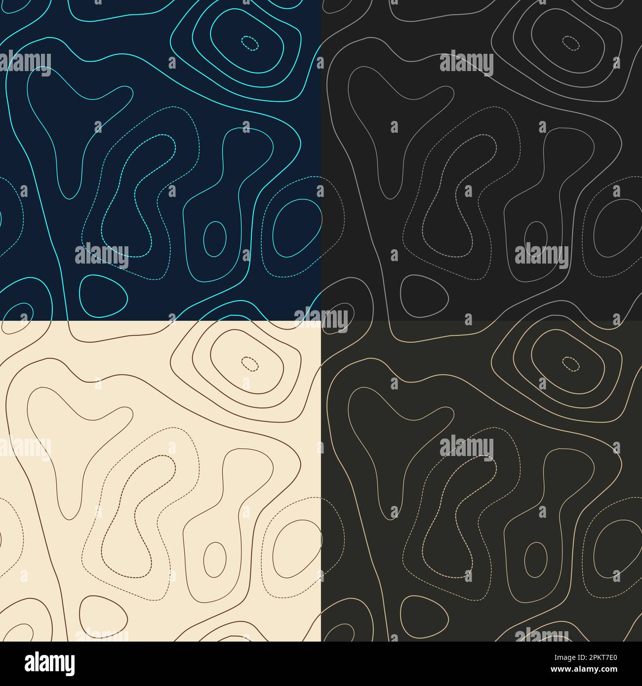 Topography patterns. Seamless elevation map tiles. Awesome isoline ...