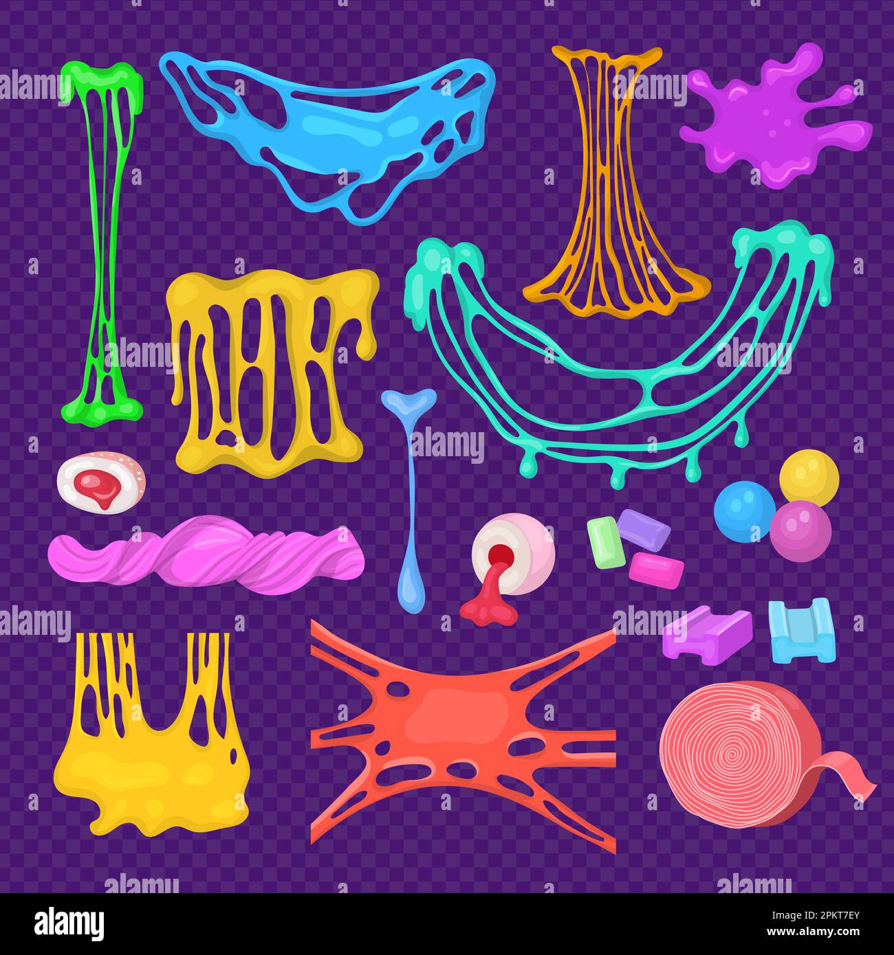 Slime splashes. Cartoon gum delicious sticky bubblegum or slime recent ...