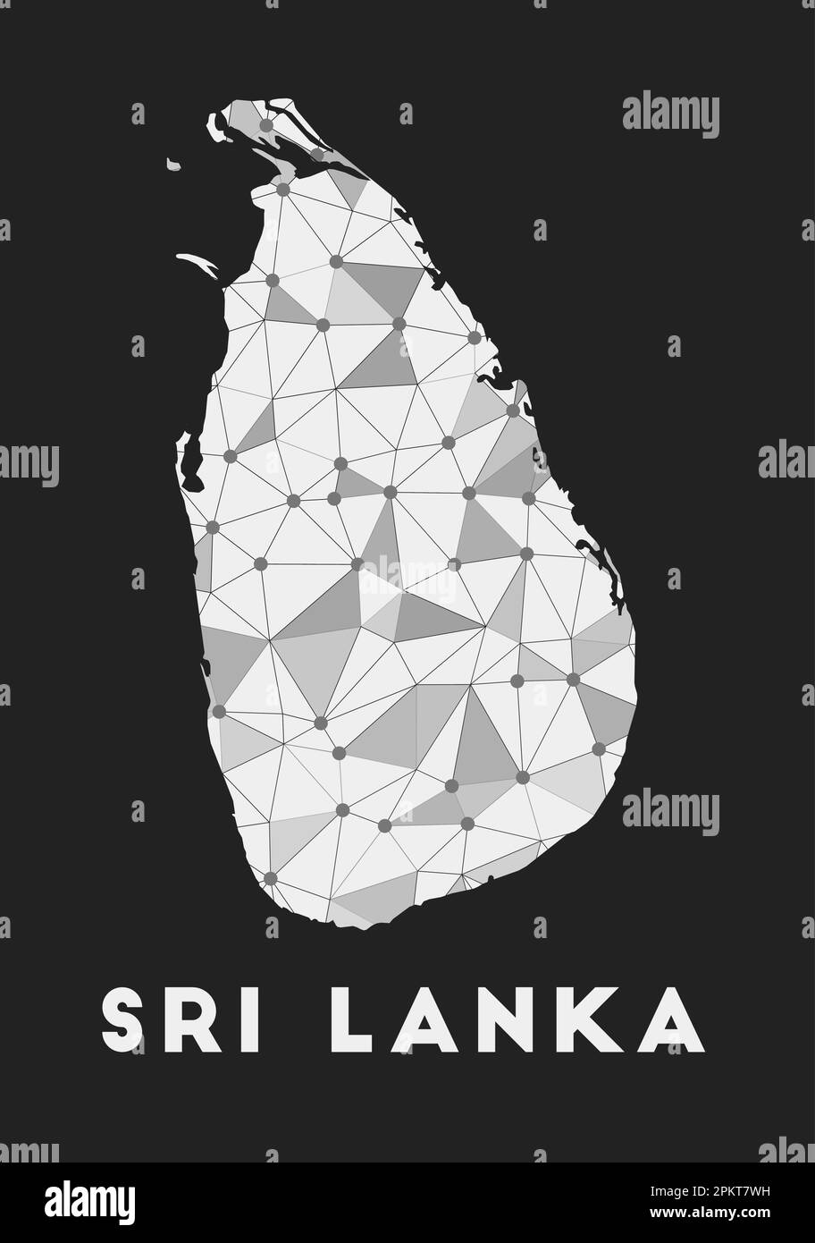 Sri Lanka - communication network map of country. Sri Lanka trendy ...