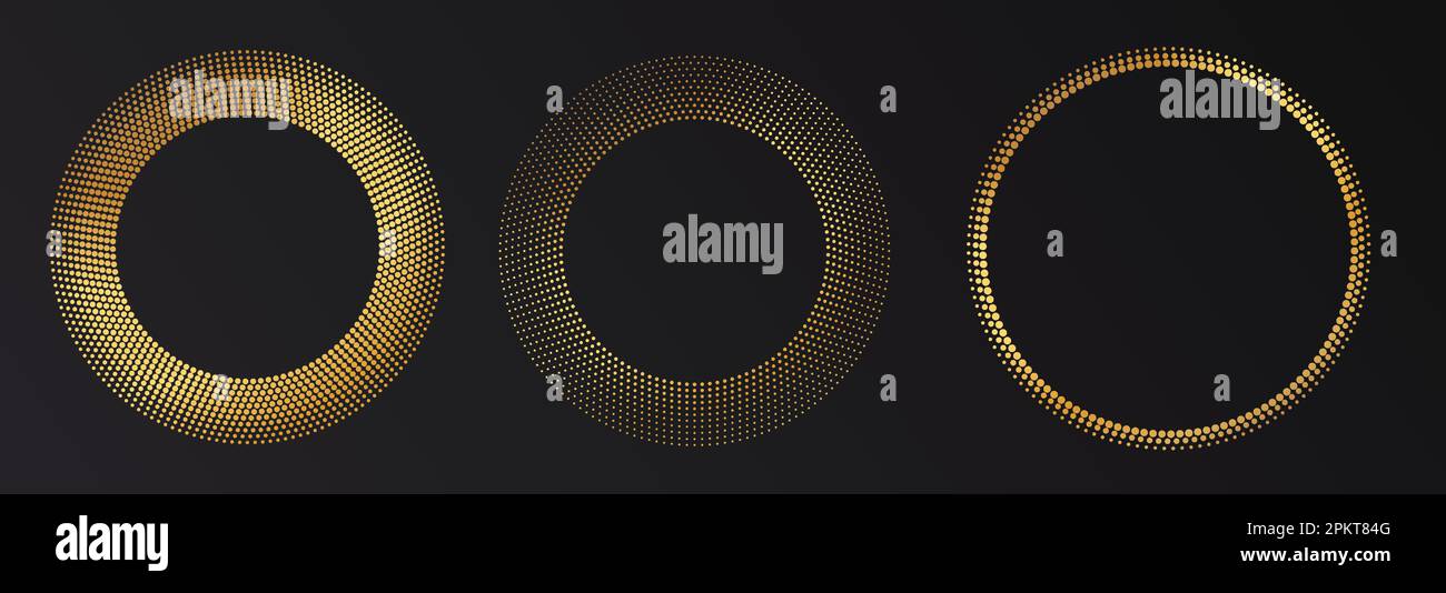 Gold Halftone round frame. Golden luxury Halftone circle logo Stock ...