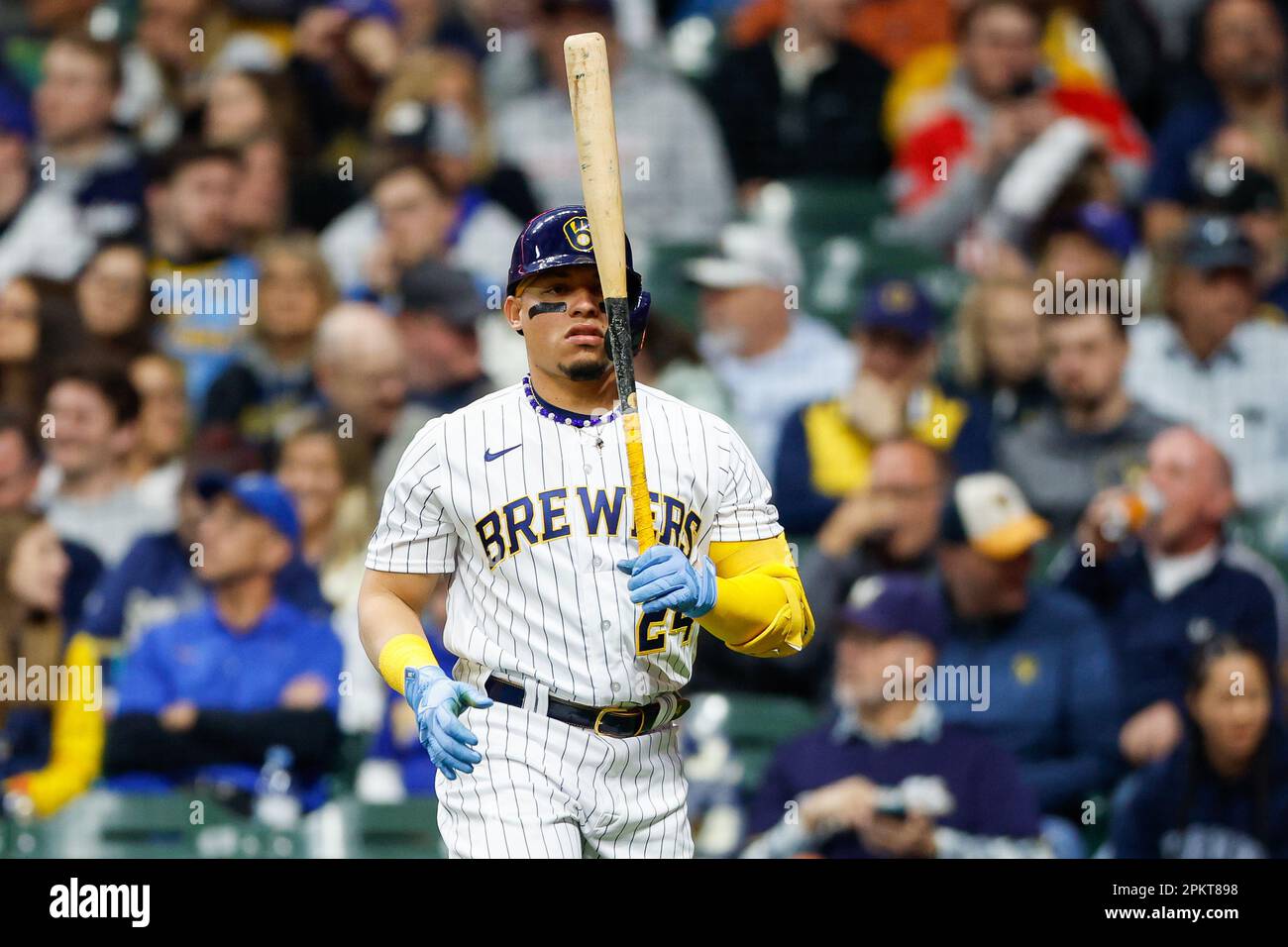 April 8, 2023: Milwaukee Brewers catcher William Contreras (24) walks ...