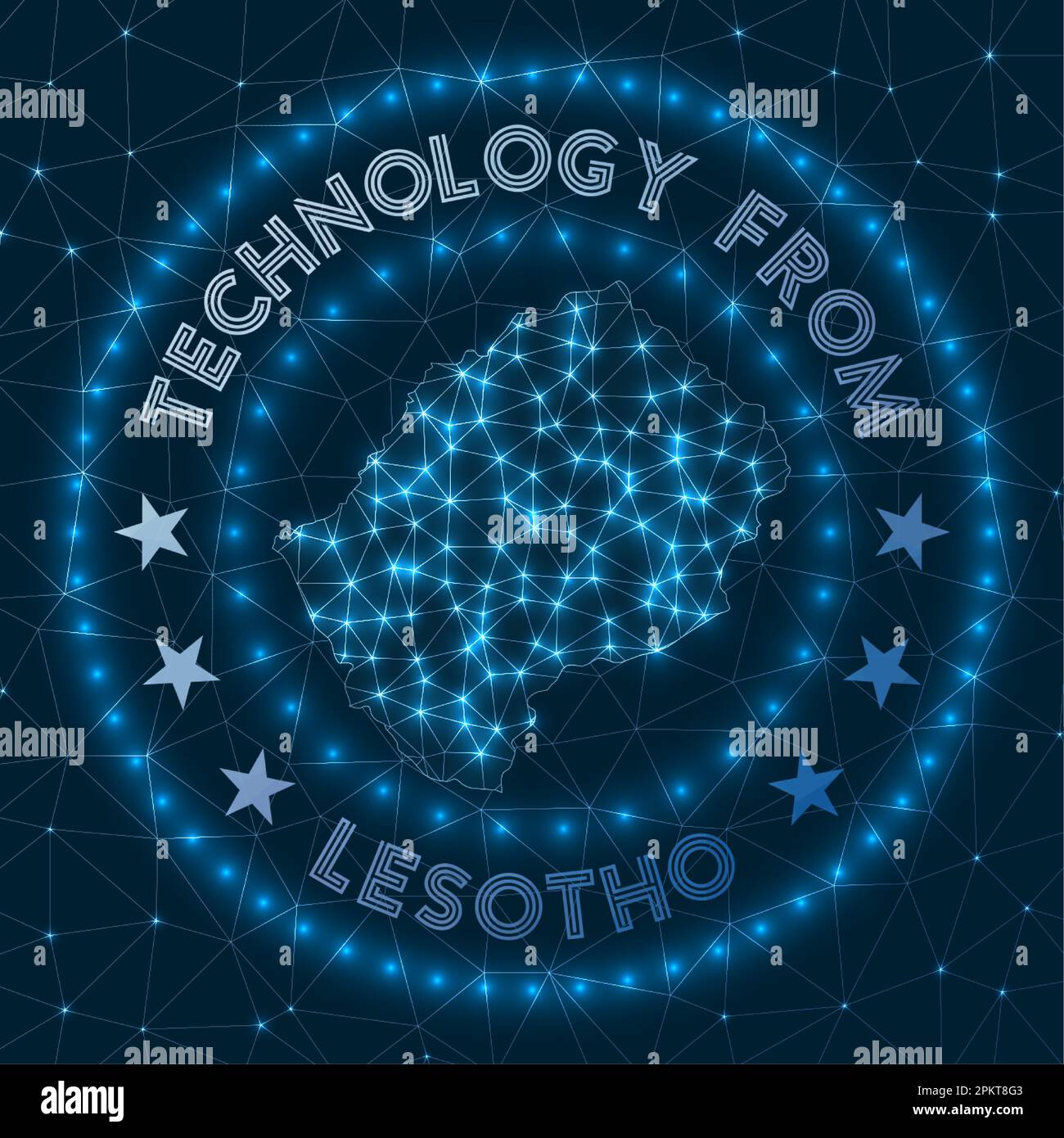 Technology From Lesotho. Futuristic geometric badge of the country ...
