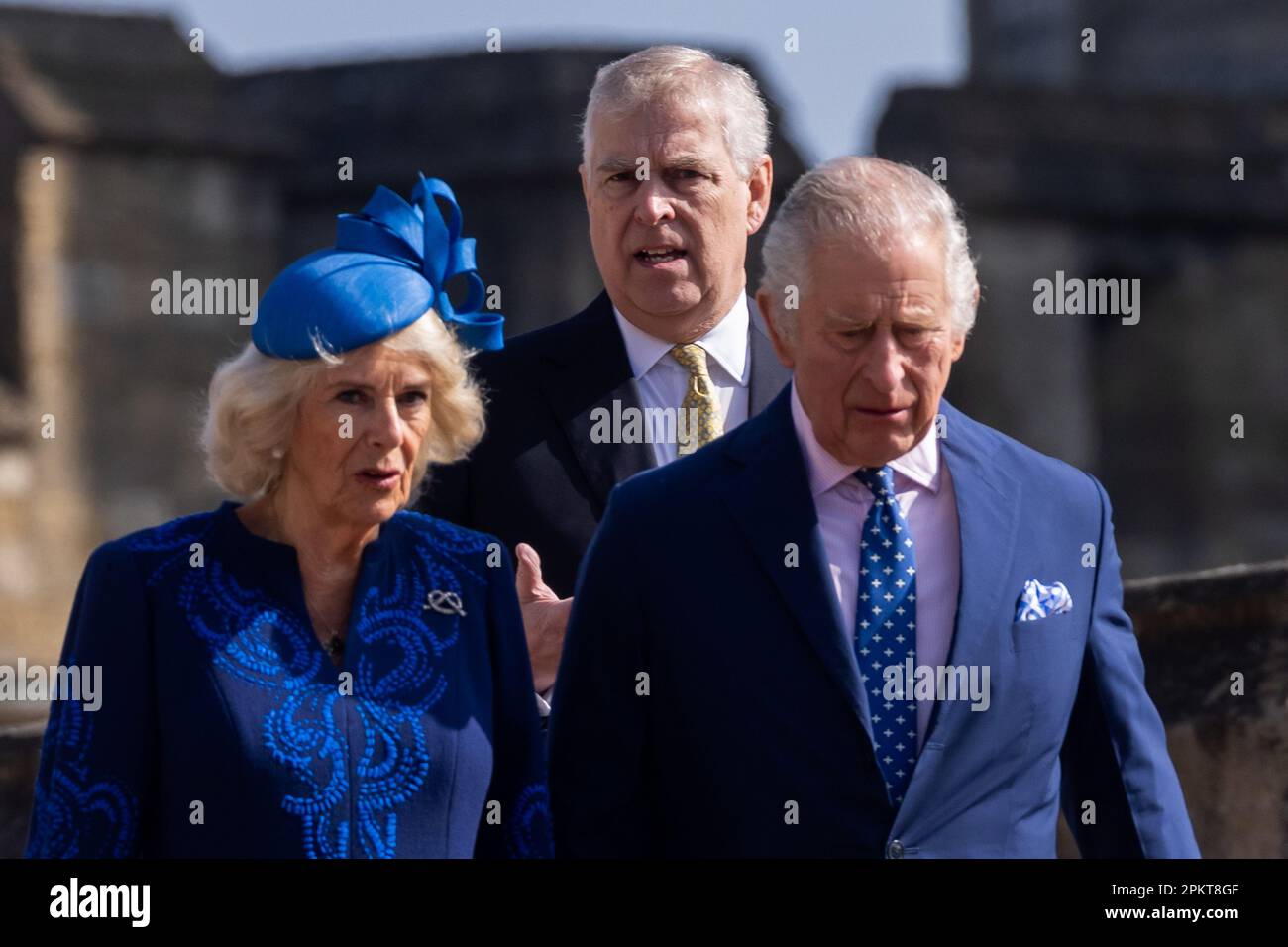 Windsor, UK. 9th April, 2023. Prince Andrew (c), Duke of York, arrives ...