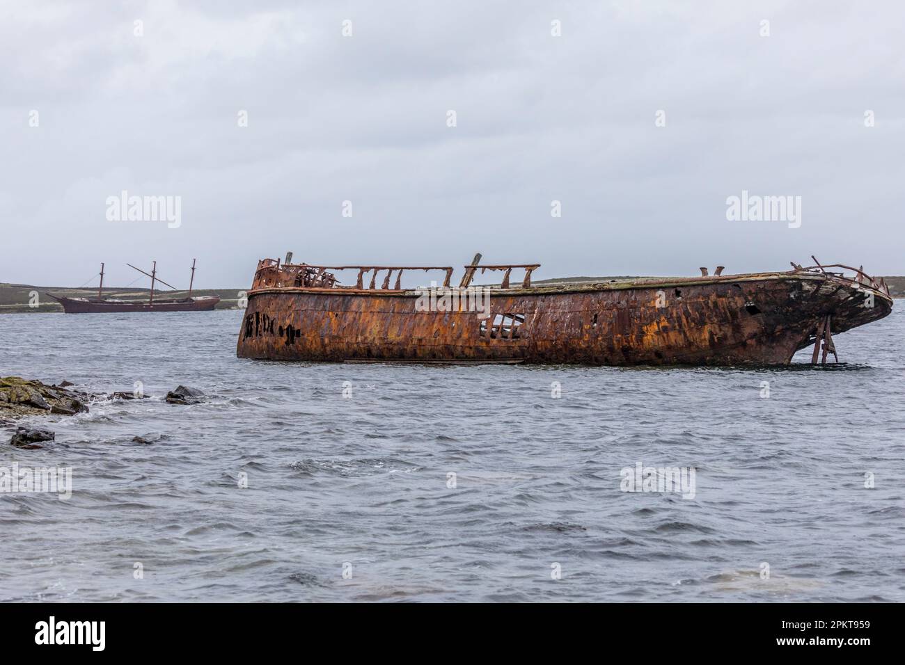 The wreck on Samson, a 96ton Steam Tug built in 1888. Lying opposite ...
