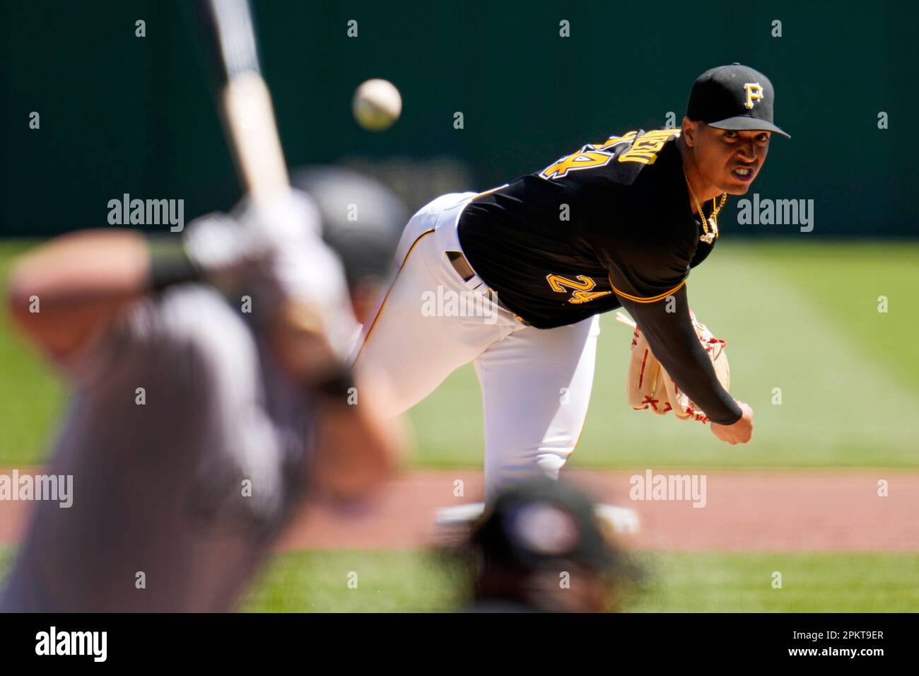 Pittsburgh Pirates starting pitcher Johan Oviedo delivers during the ...